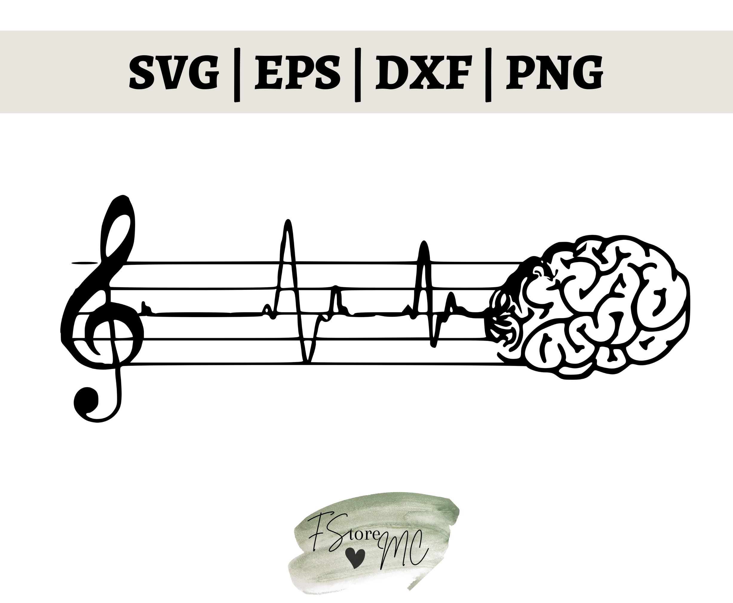 SVG File, Music SVG, Music Brain PNG, Eps, Dfx, Music Therapy, Download ...