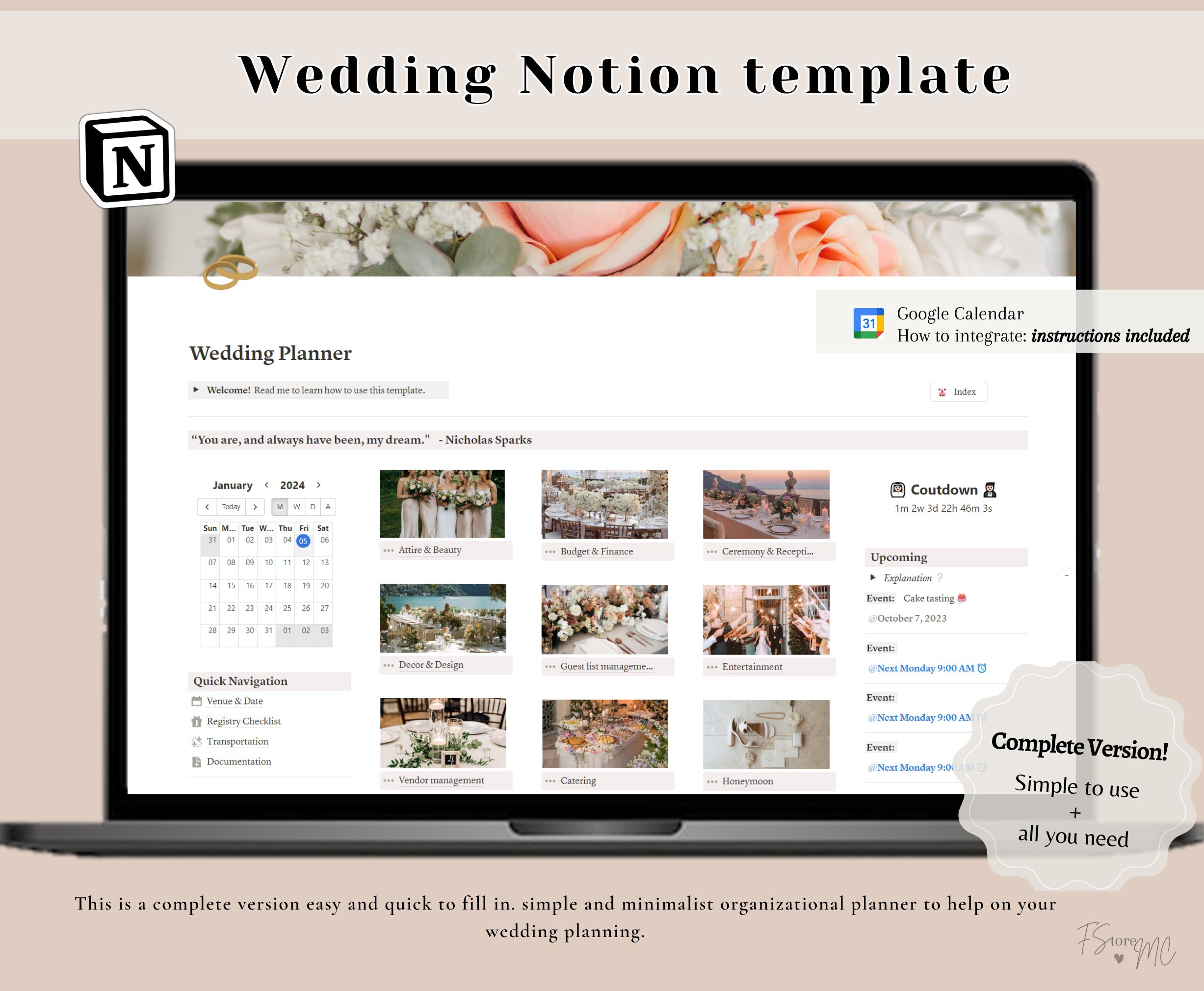 Wedding Notion Template Planner, Honeymoon Planning, Plan for Wedding ...