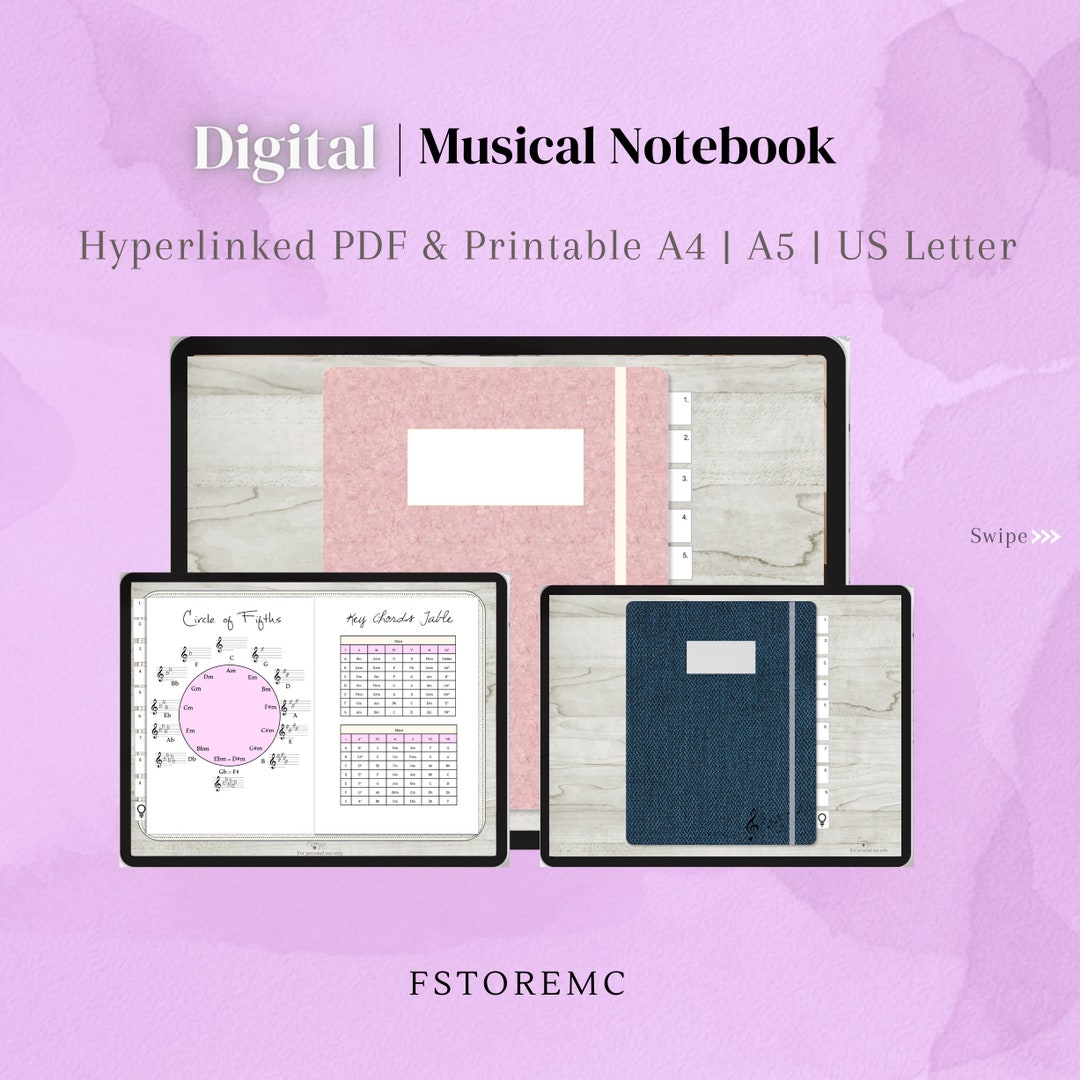 Music Notebook Digital Planner & Printable PDF Notability Music Planner ...