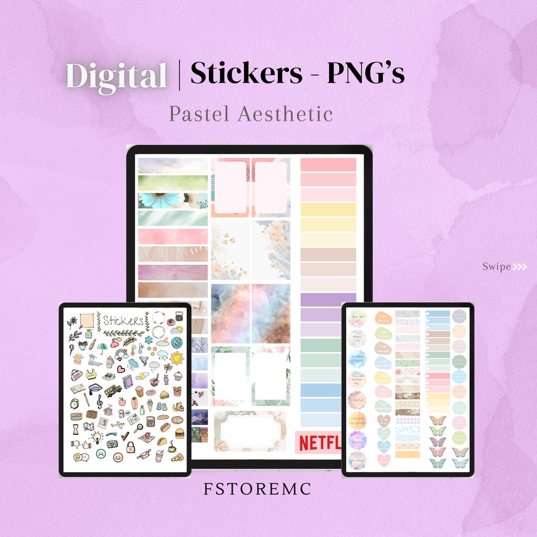 Pastel Aesthetic Stickers | Printable Planner Stickers (PNG, PDF) - Etsy