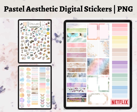 Pastel Aesthetic Digital and Printable Stickers PNG US | Etsy