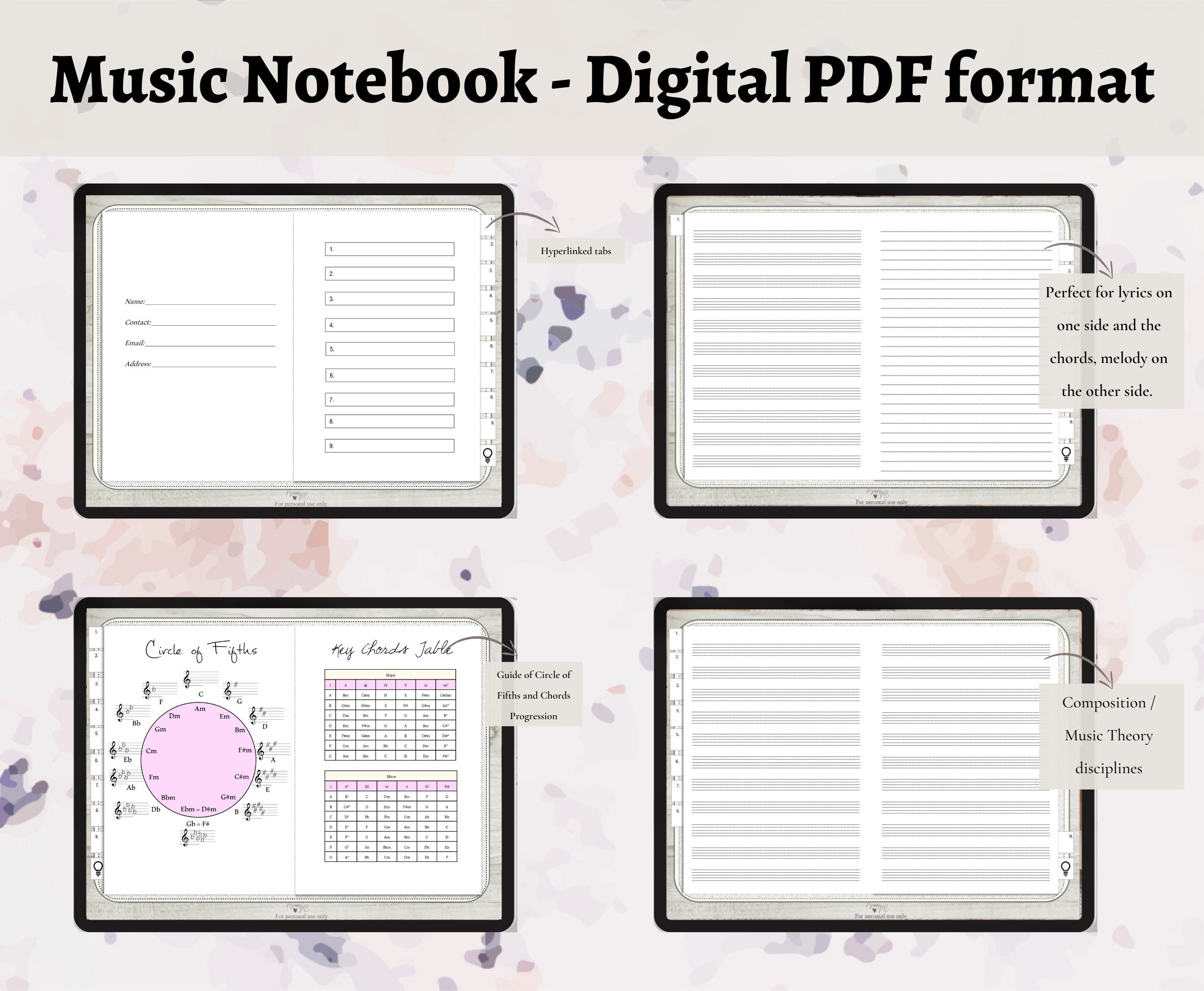 Music Notebook Digital Planner & Printable PDF Notability Music Planner ...
