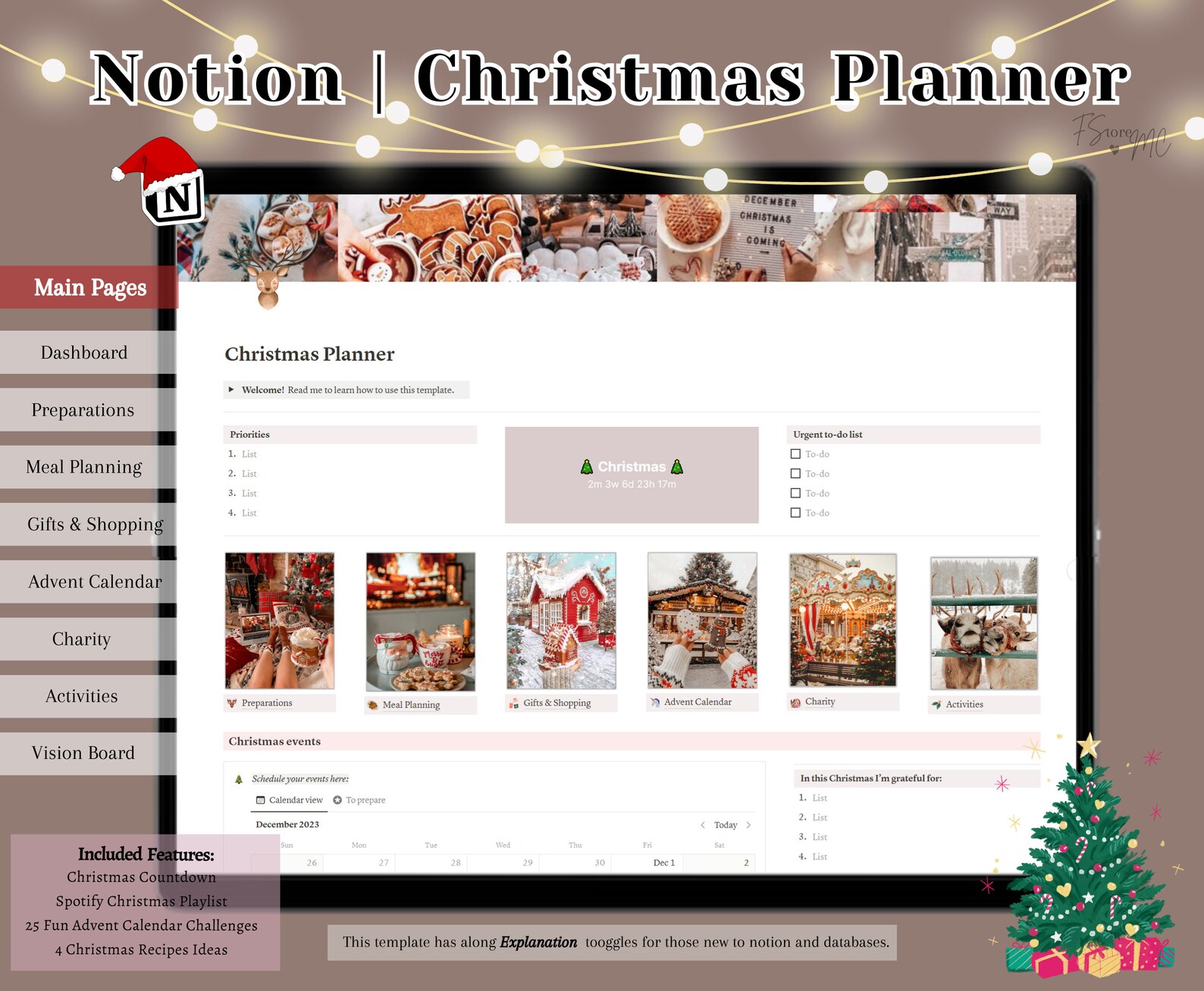 Christmas Notion Template 2024 Planner Christmas Kids Activities Advent ...