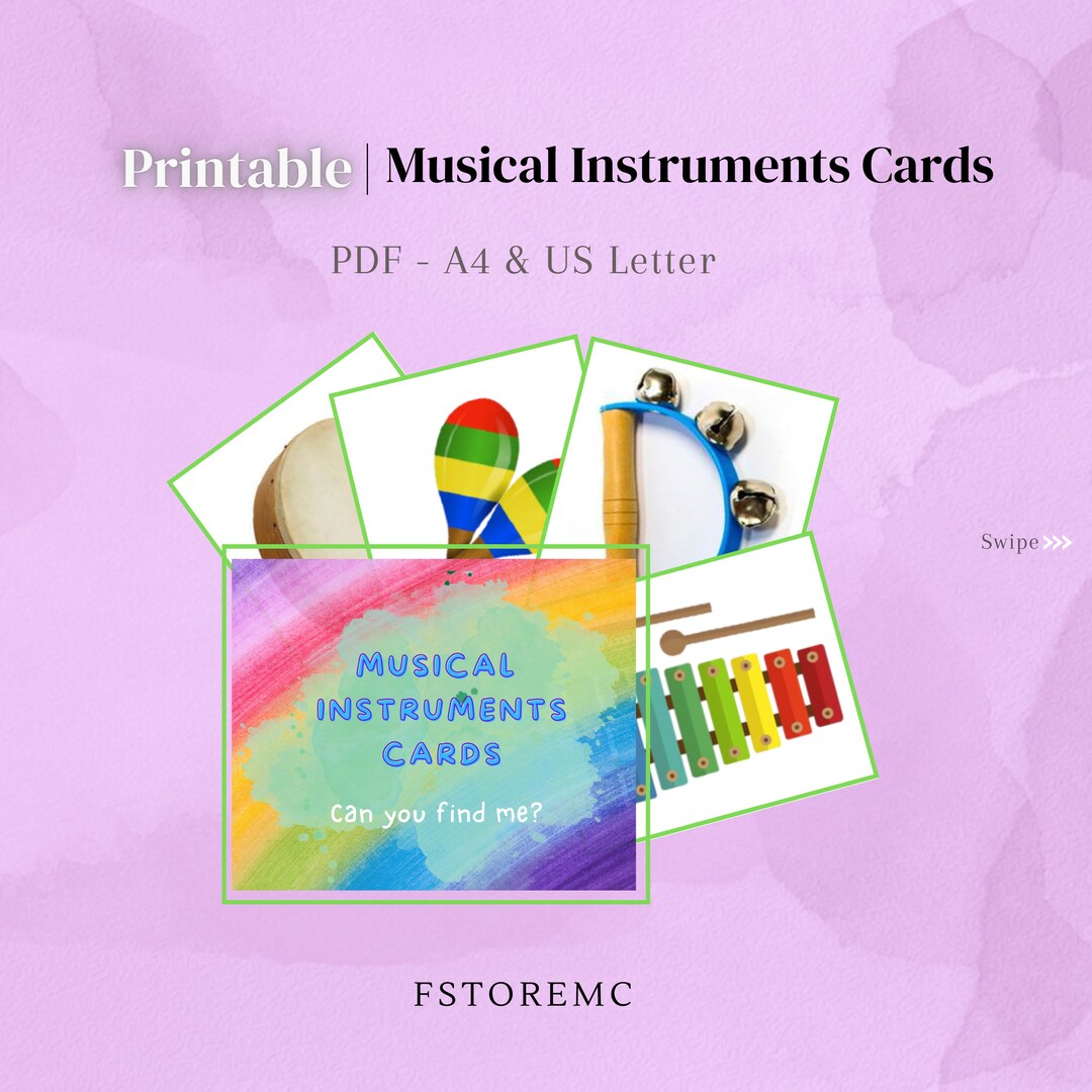 Musical Instruments Cards Games for Kids: Printable, Cut and Laminate ...