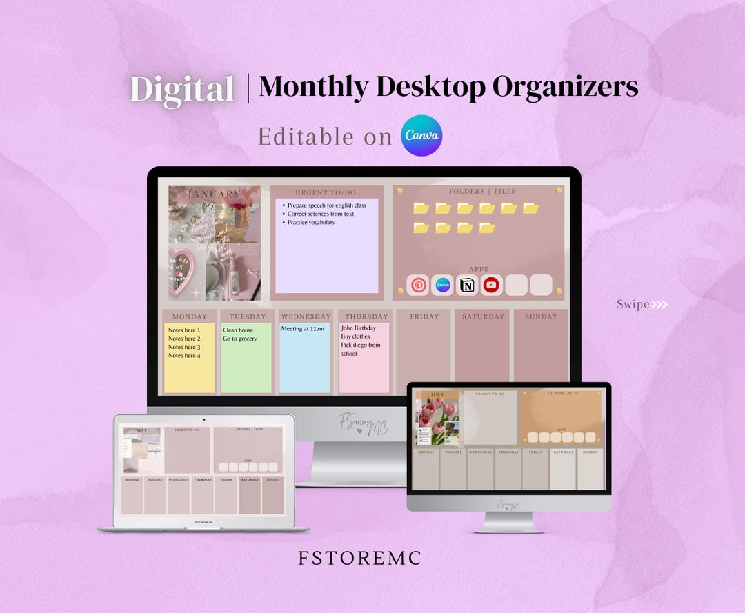 Monthly Laptop Organizer Wallpapers, Desktop Planner, To-do List ...