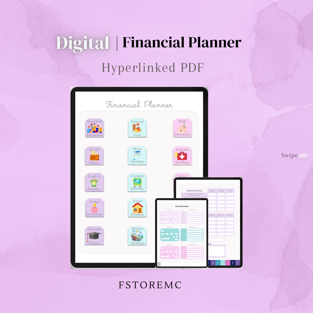 FINANCIAL DAILY PLANNER - Undated and Hyperlinked - Budget Tracker ...