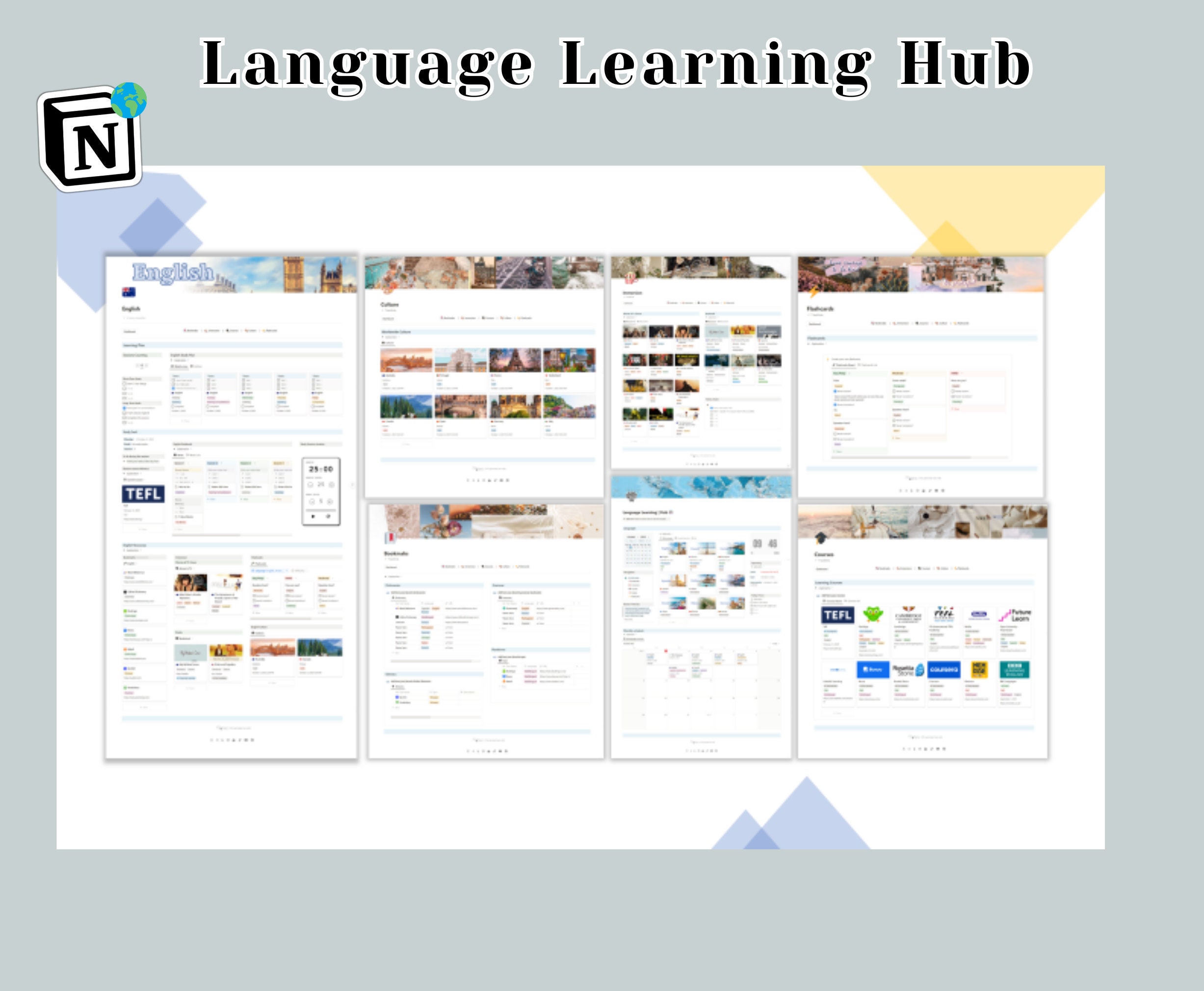 Language Learning Notion Template: Multilingual Study Planner (digital ...