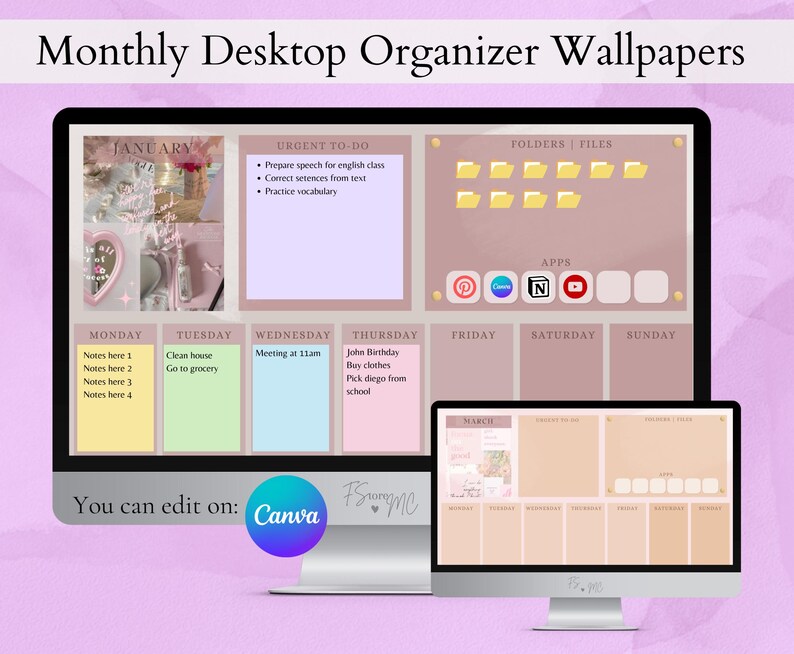 Monthly Laptop Organizer Wallpapers, Desktop Planner, To-do List ...