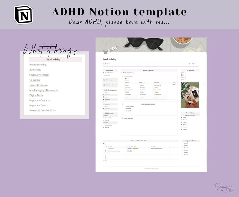 ADHD Life Planner Notion Template: Digital Productivity Dashboard - Etsy