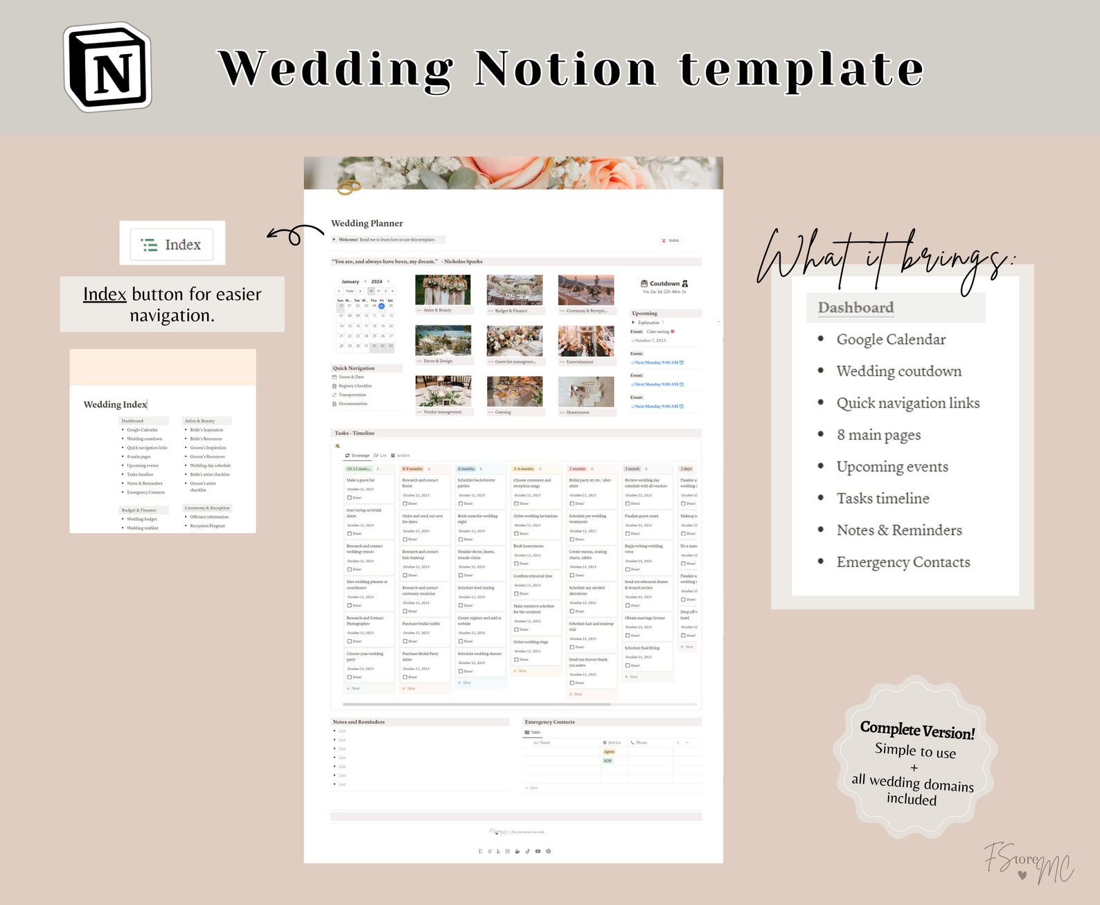 Wedding Notion Template Planner, Honeymoon Planning, Plan for Wedding ...