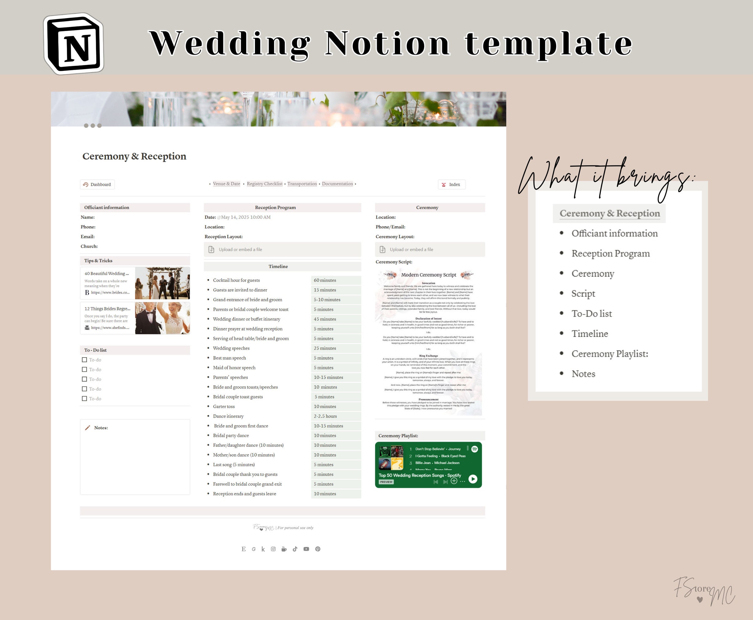 Wedding Notion Template Planner, Honeymoon Planning, Plan for Wedding ...