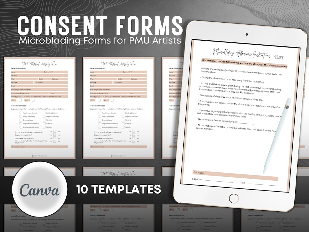 PMU Consent Forms, Microblading Permanent Makeup Consultation Forms ...
