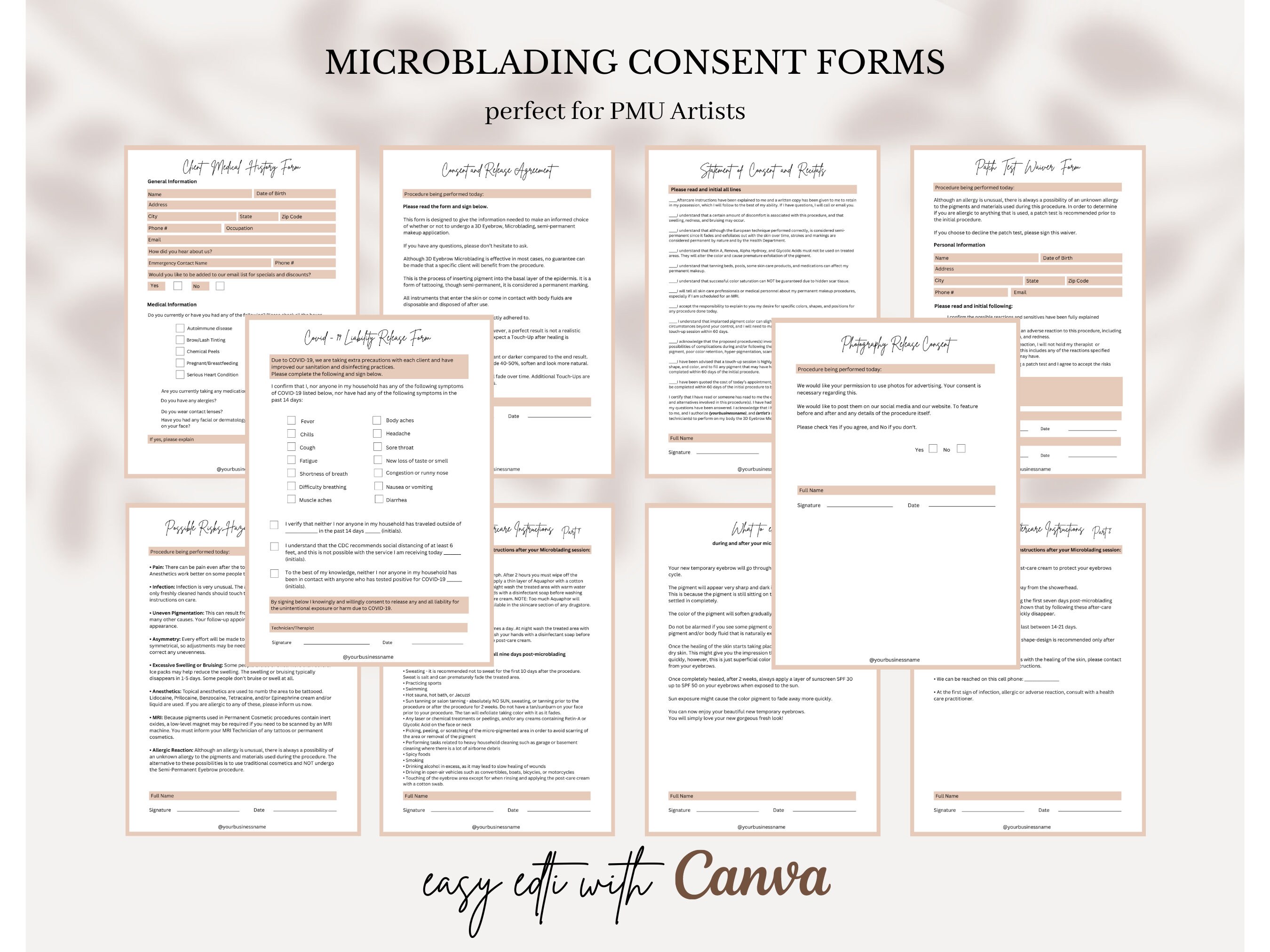 PMU Consent Forms Microblading Permanent Makeup Consultation - Etsy