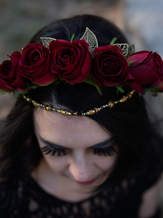 Aphrodite Rose Floral Crown - Etsy