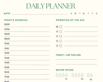 Green Daily Planner - Etsy