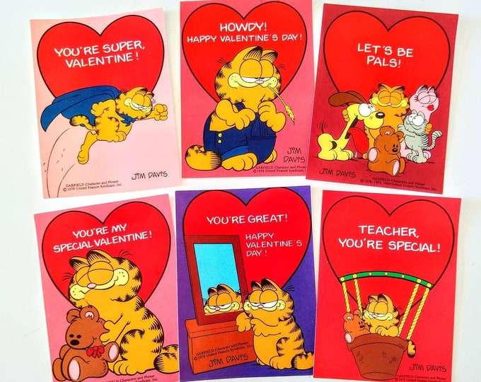 Vintage Garfield Valentine's Cards, 80s 90s Classroom Valentine Cards ...