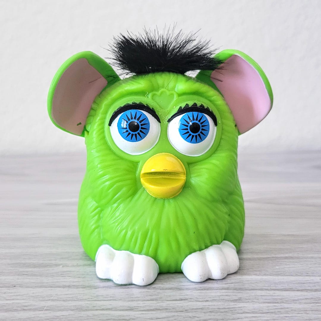 Vintage Lime Green Furby With Black Hair Mcdonalds Happy Meal Toy 1998 ...