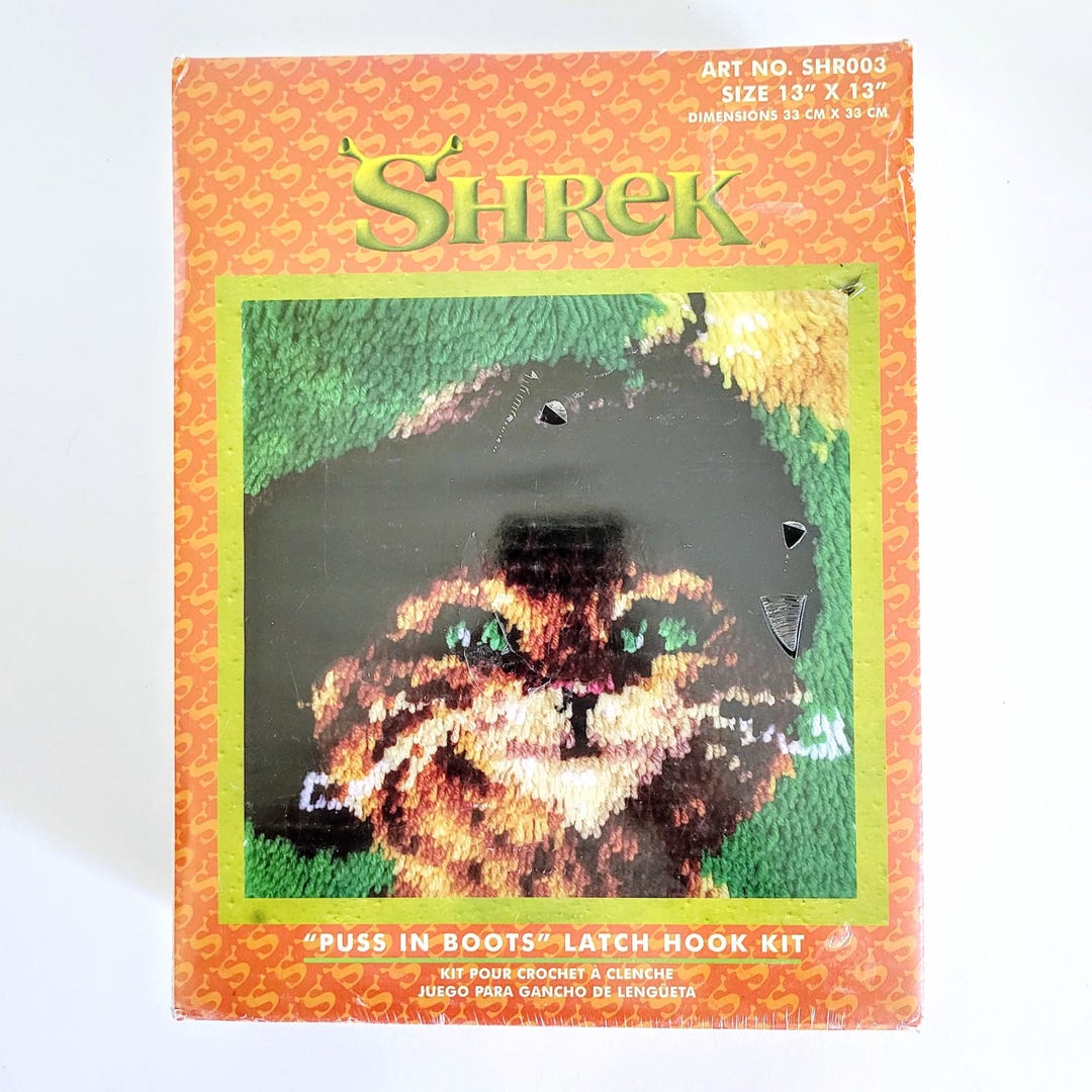 Shrek Puss in Boots Latch Hook Kit by Caron, Rug Making Kit - Etsy