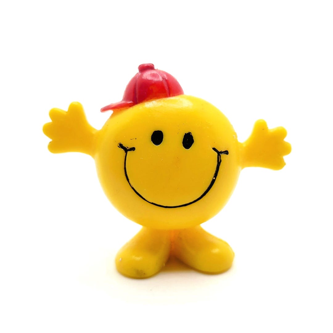 Mr Men Mr Happy Miniature Smiley Face PVC Figure Arbys Toy 1971 - Etsy
