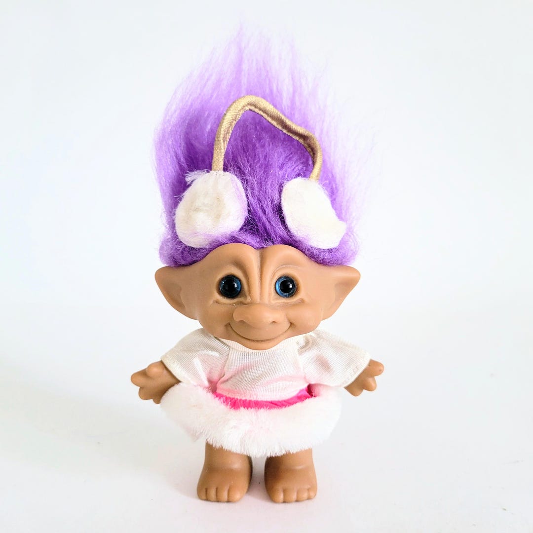 Vintage Ace Treasure Troll Light Purple Hair Rectangle Wishstone With ...