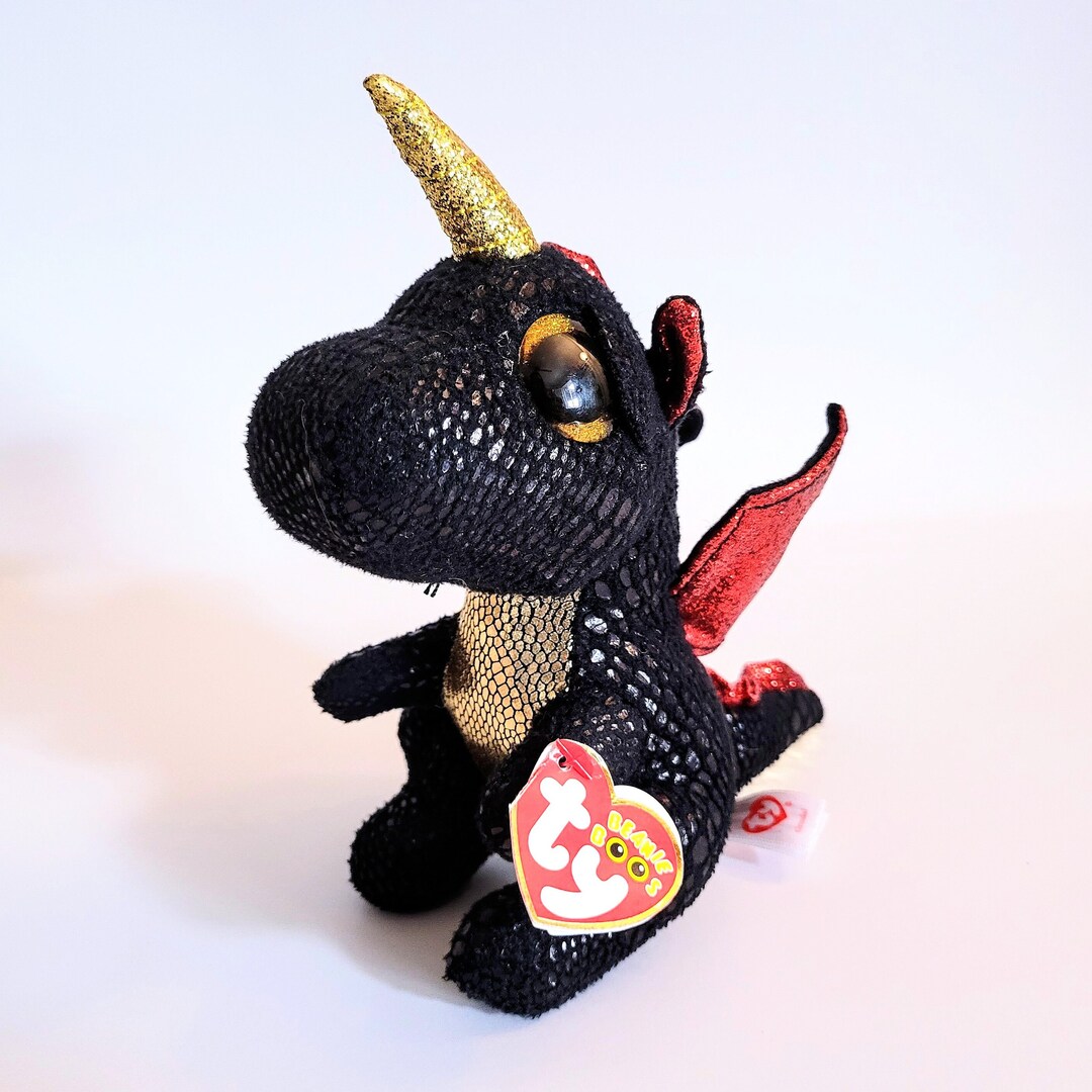 TY Beanie Boos Grindal the Dragon 6 Plush Toy Stuffed Animal, Black ...