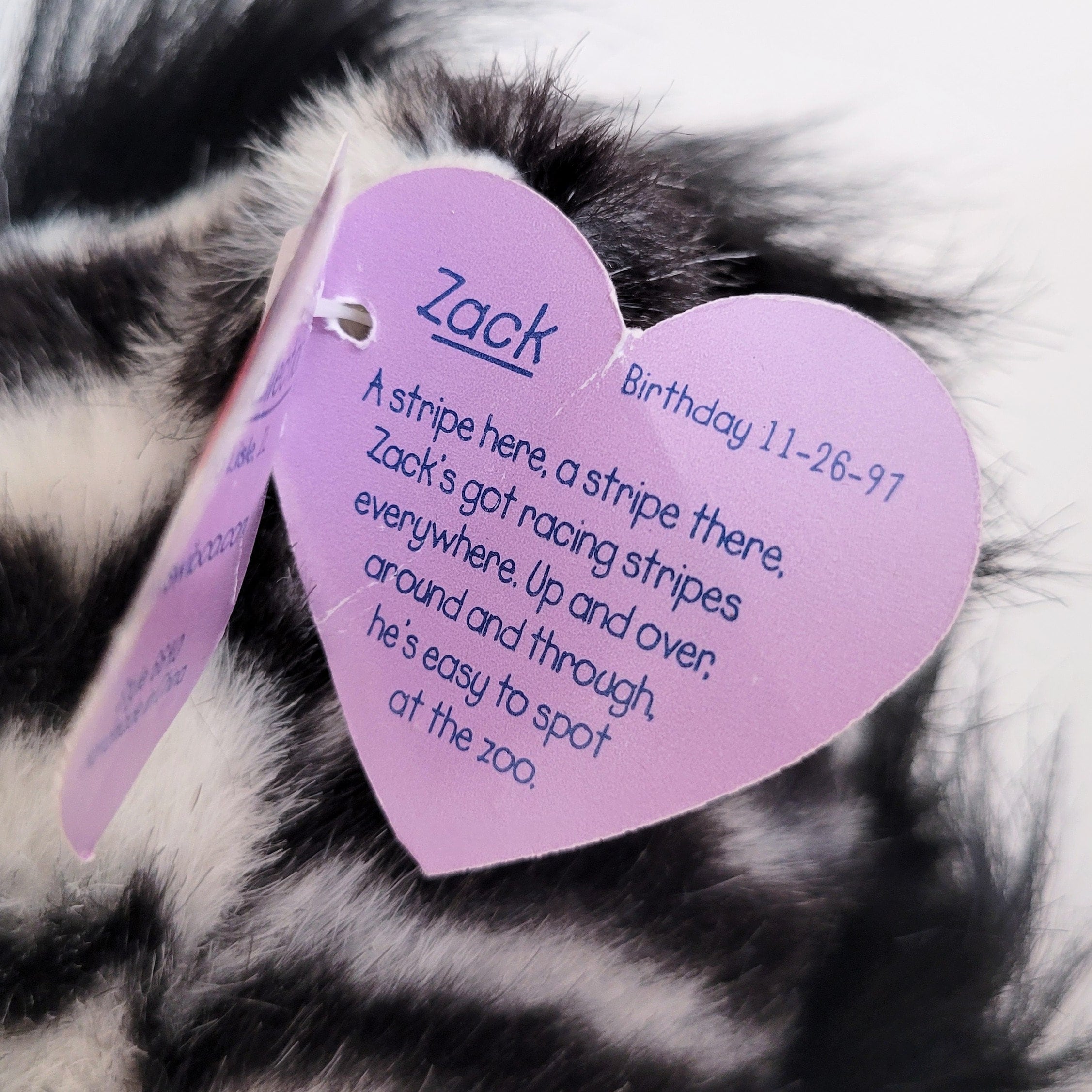 Puffkins Zack the Zebra Mini Plush Toy With Tags, Vintage 90s Swibco ...