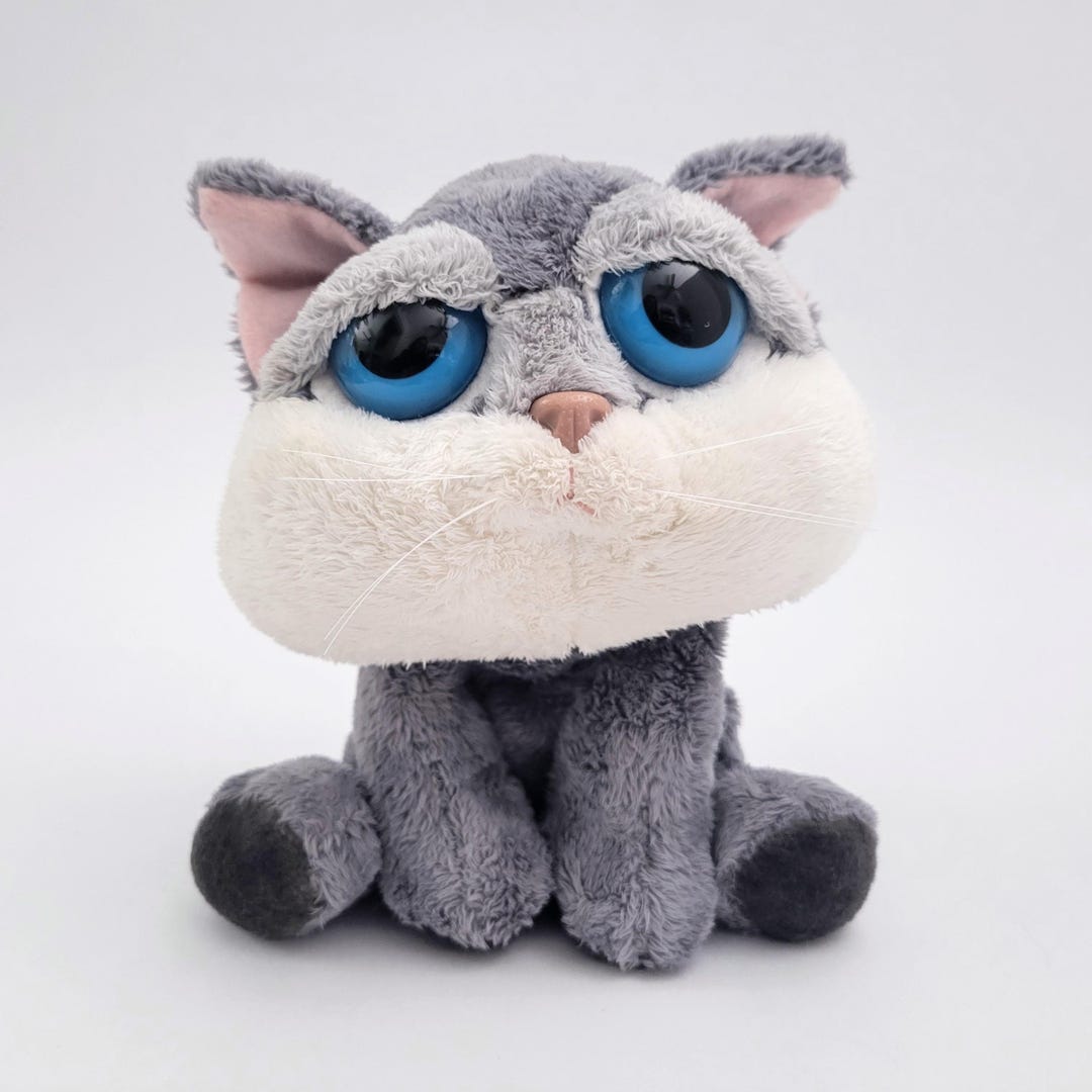 Russ Berrie Lil Peeper Smokey Gray Cat Big Eye Plush Toy Stuffed Animal ...