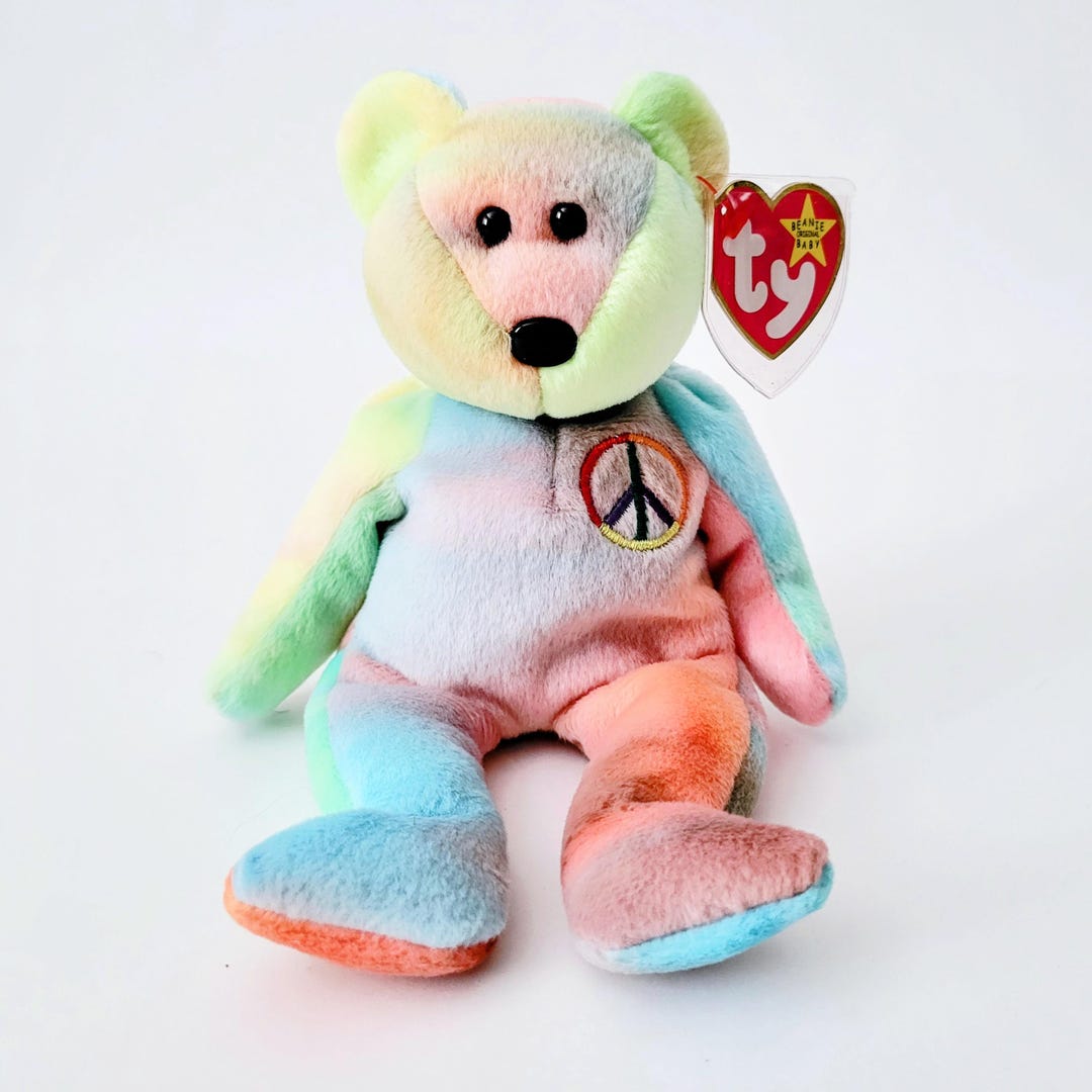 TY Peace Bear Beanie Babies Tye Die Bear Plush With Tags 1996 - Etsy