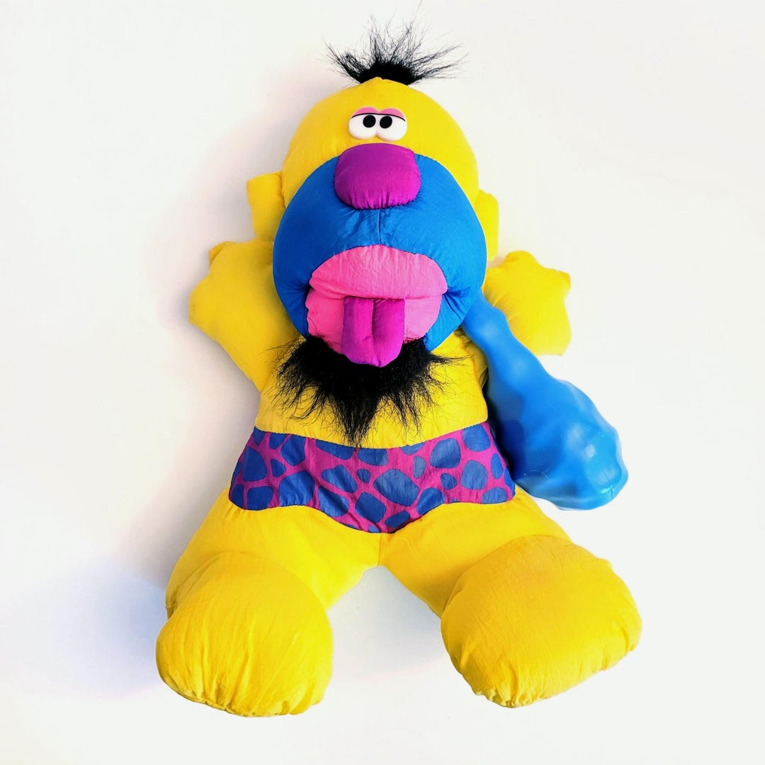 Vintage Fisher Price Puffalumps Grunts Caveman Neon Nylon Plush Toy ...