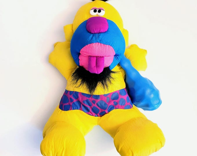 Vintage Fisher Price Puffalumps Grunts Caveman Neon Nylon Plush Toy ...