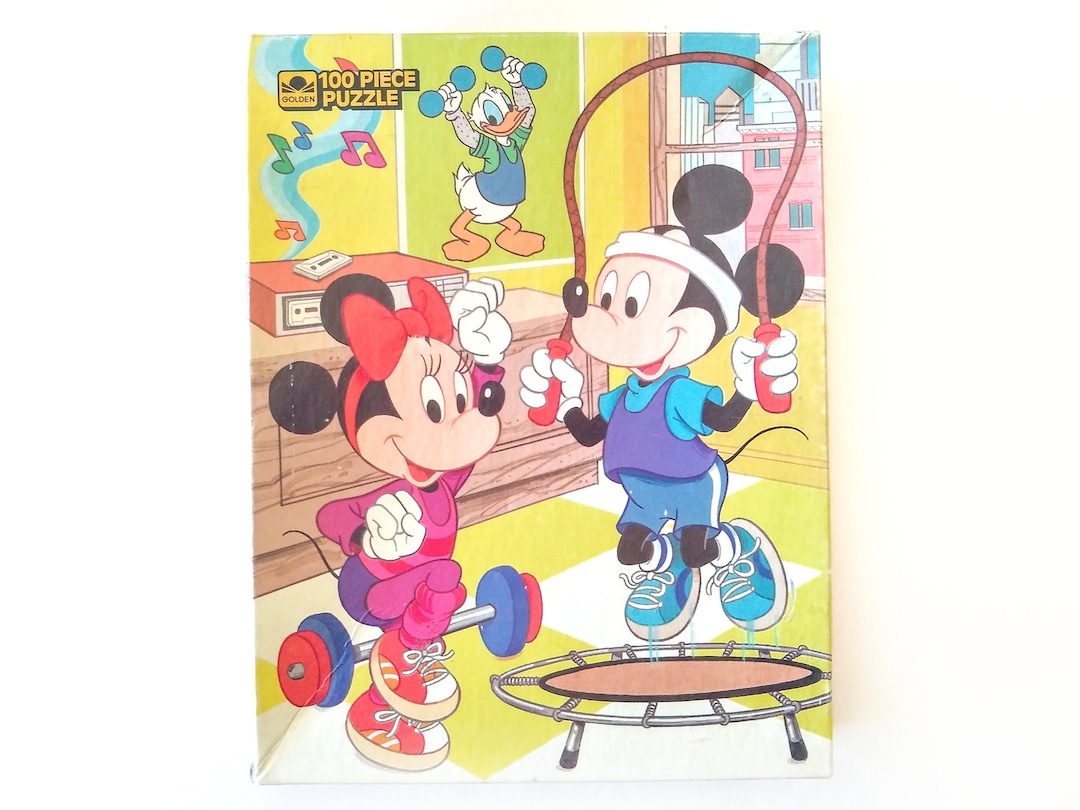 Mickey and Minnie Mouse Working Out Vintage 1986 Golden Jigsaw - Etsy