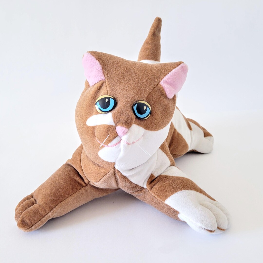 Vintage Tonka Pound Pur-r-ries Large White and Brown Cat Plush Stuffed ...