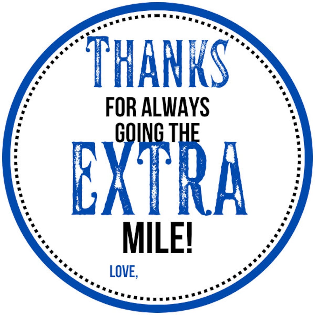 Thanks for Going the Extra Mile Gift Tag Blue - Etsy