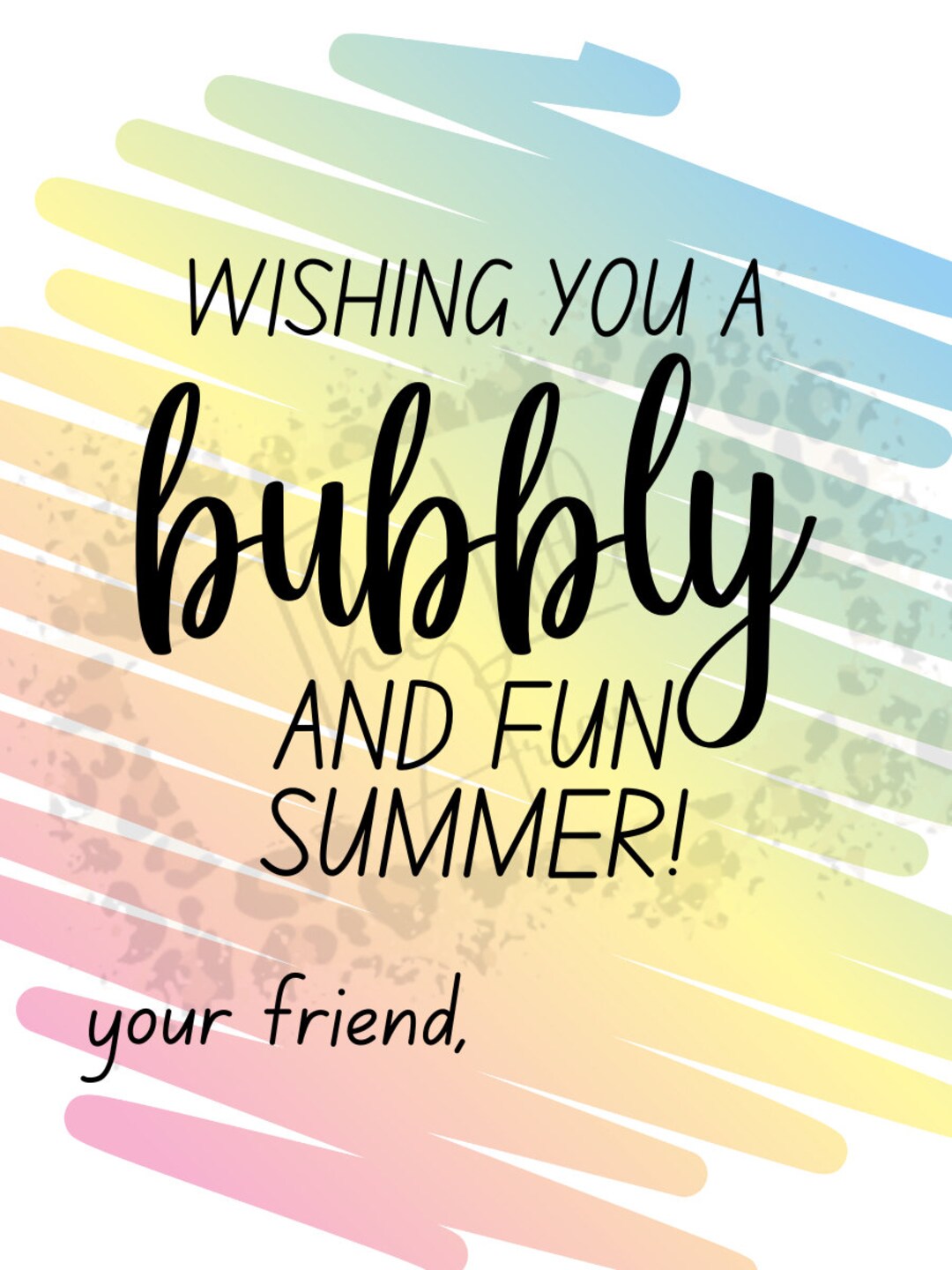 Digital File-- Wishing You a Bubbly and Fun Summer Gift Tag! - Etsy