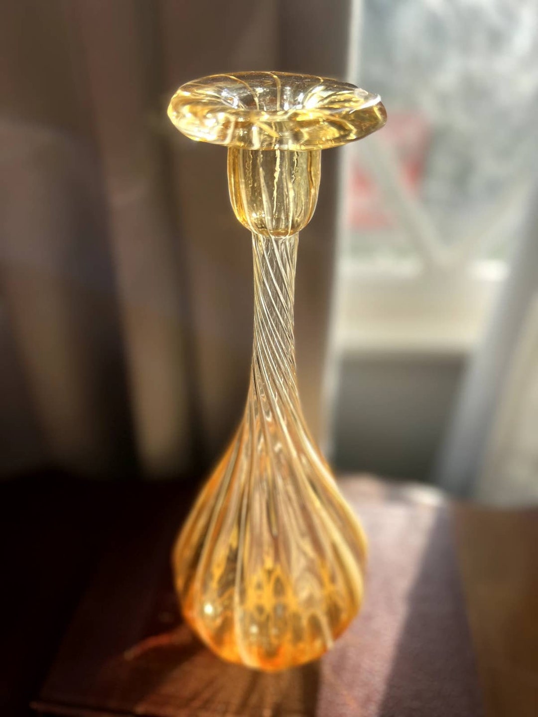 Murano Style Honey Amber Swirled Vase - Etsy