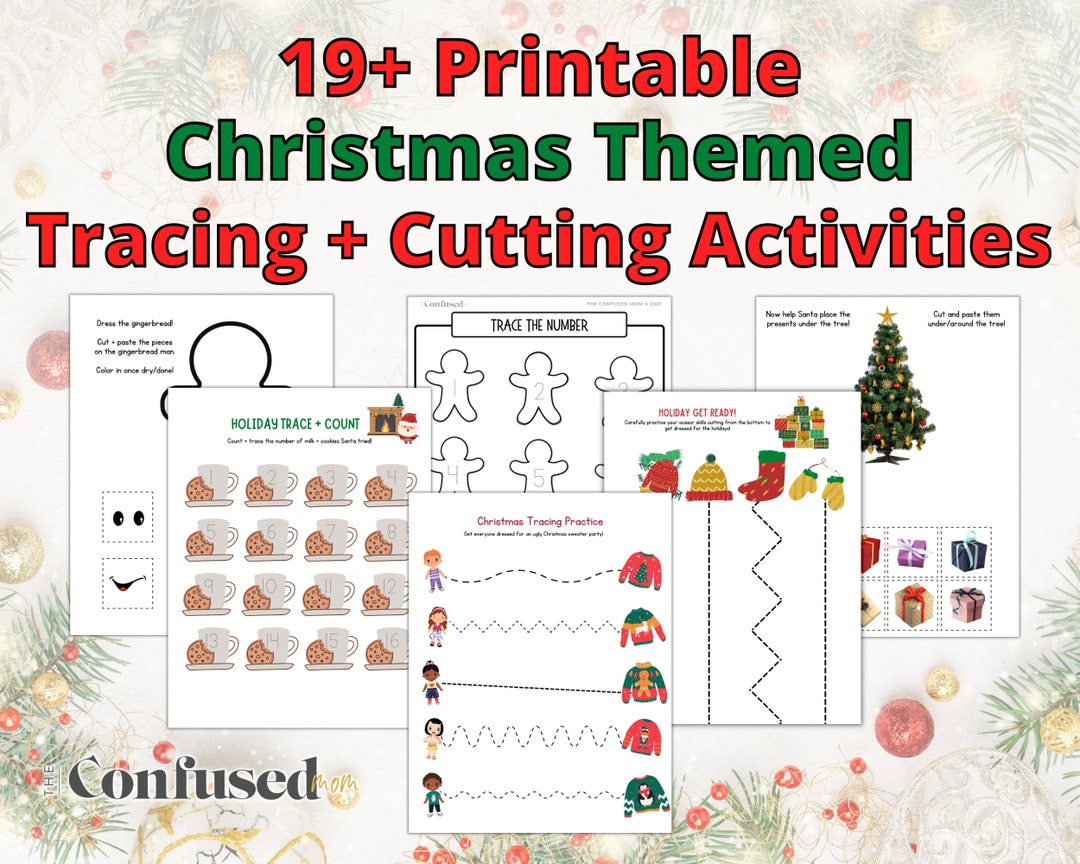 Christmas Preschool Printable TRACING CUTTING ACTIVITIES Montessori ...