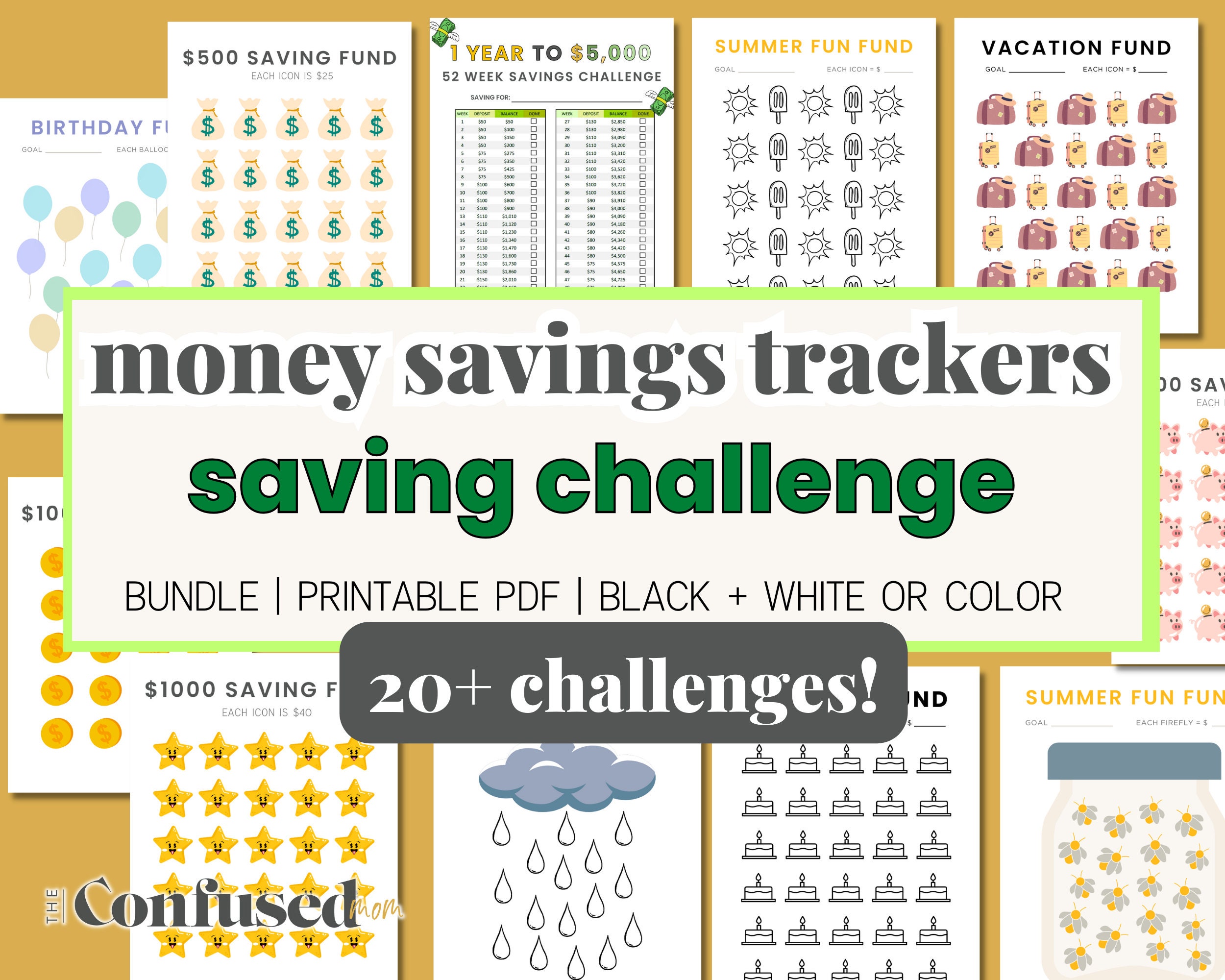 SAVINGS CHALLENGE BUNDLE: Money Saving Challenge Printable, Savings ...