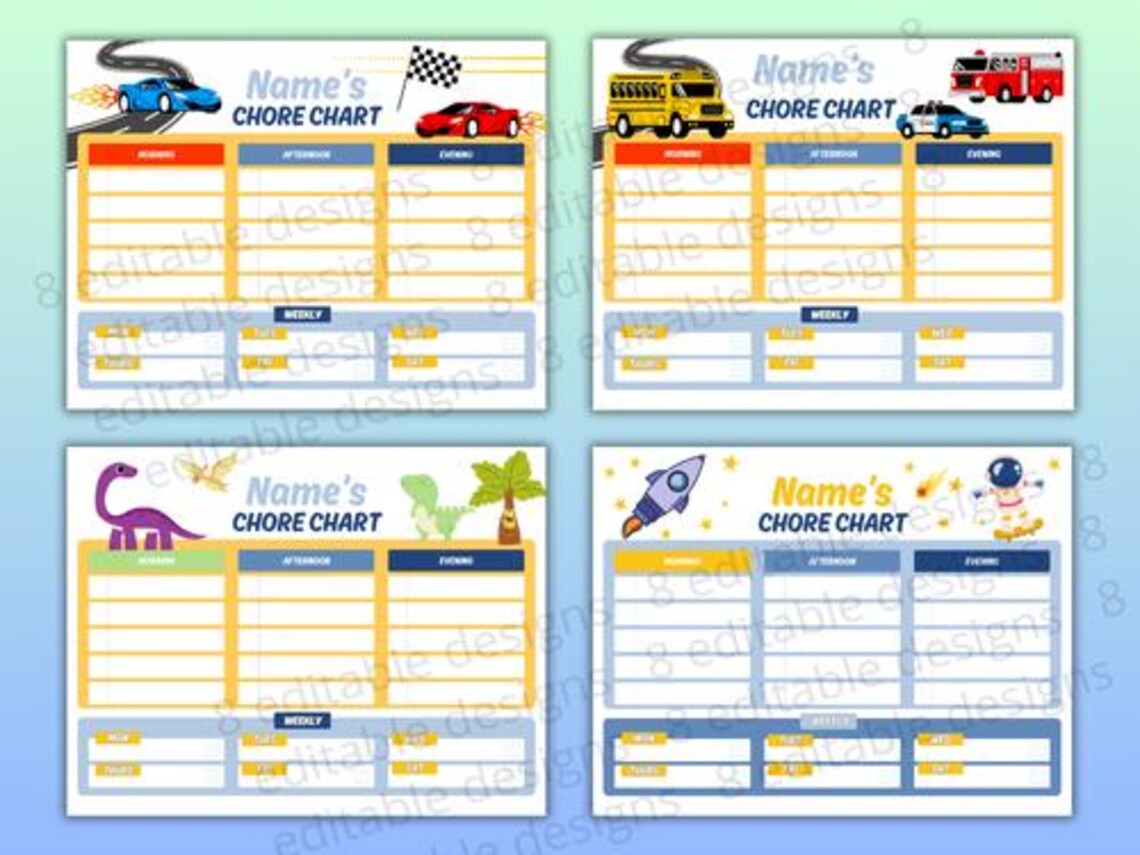 Editable Chore Charts for Kids | Printable | Kids Daily Weekly ...
