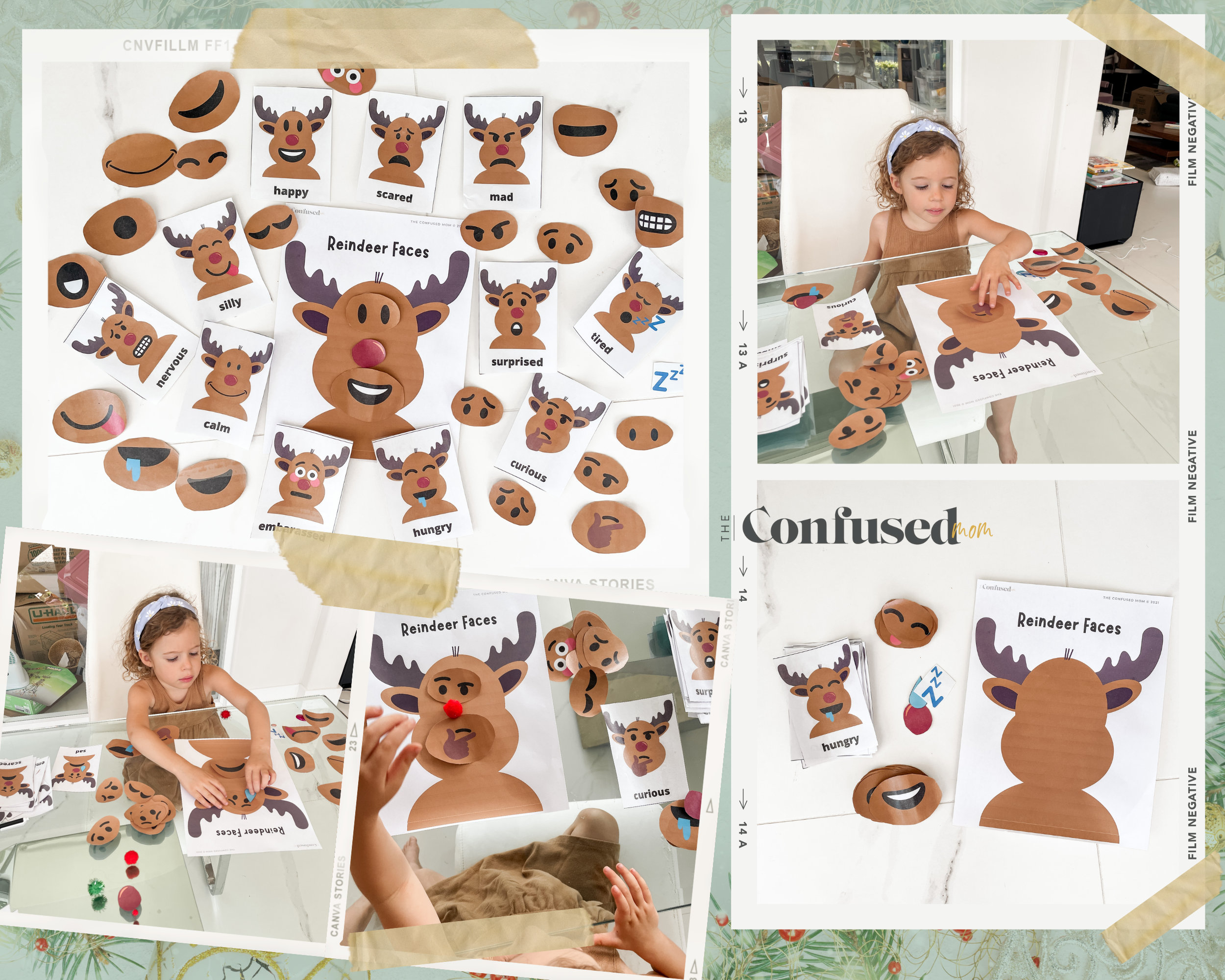 REINDEER FEELING FACES Holiday Preschool Activity With - Etsy