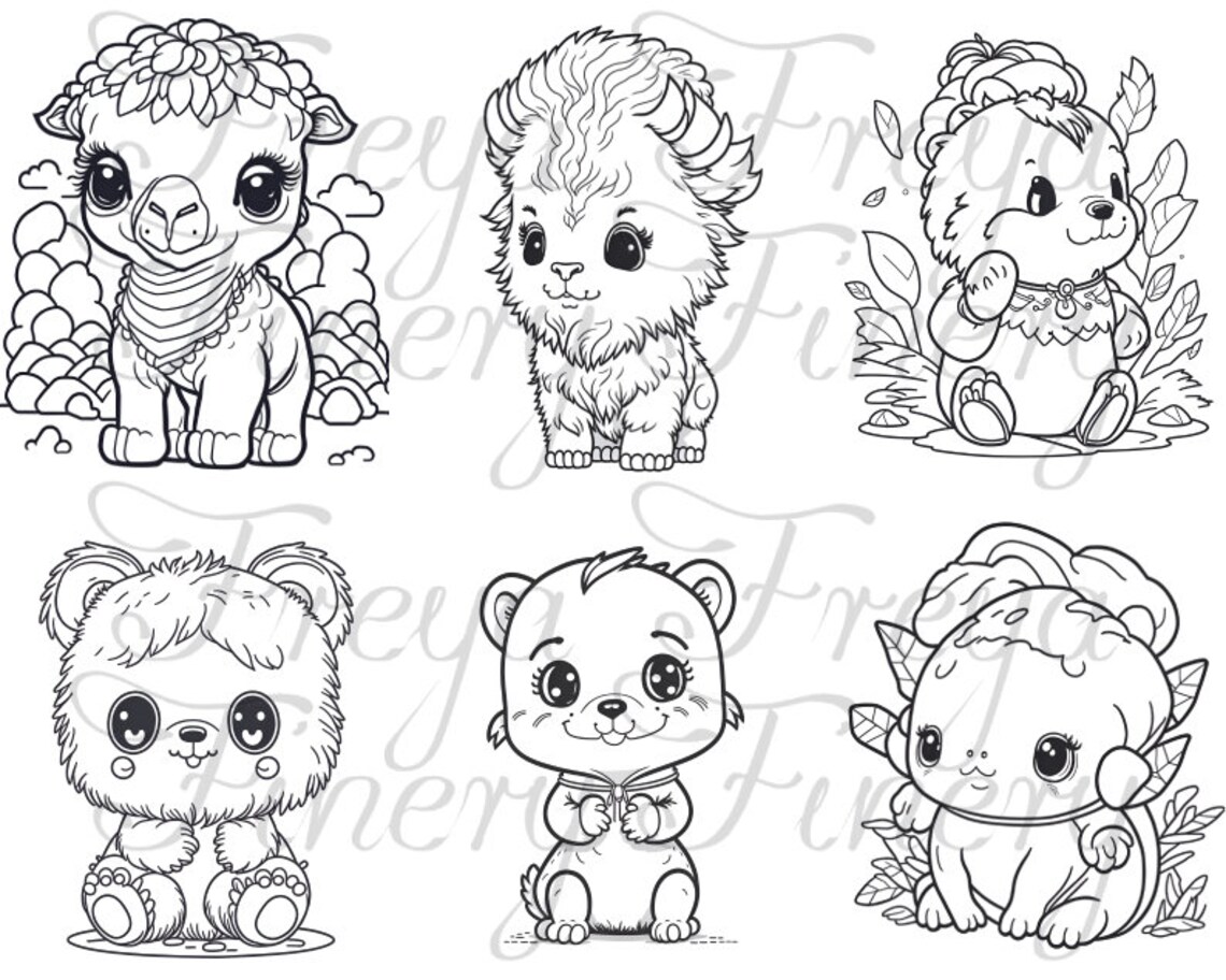 75 Cute Baby Animal Coloring Page Book, Adults Kids Instant Download ...