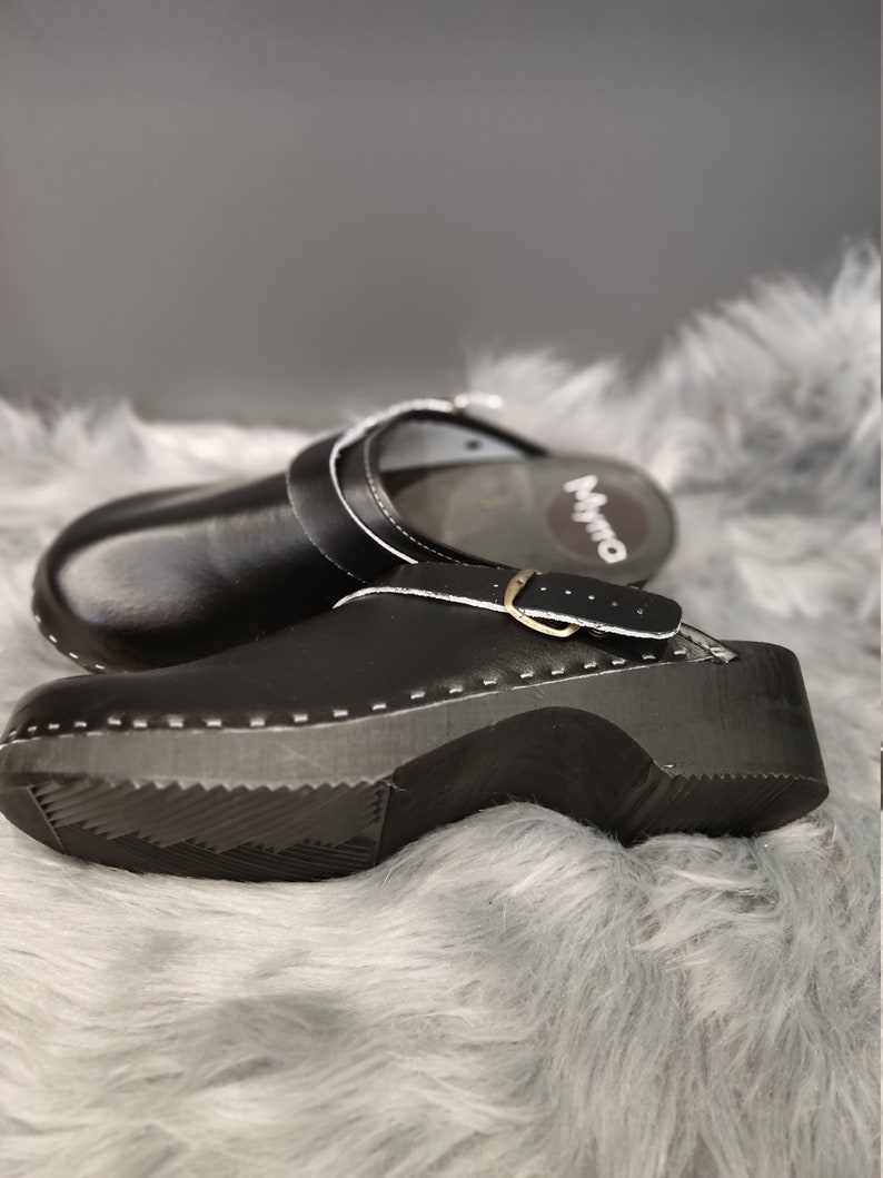 Black Handmade Men's Leather Clogs With Adjustable Strap - Etsy