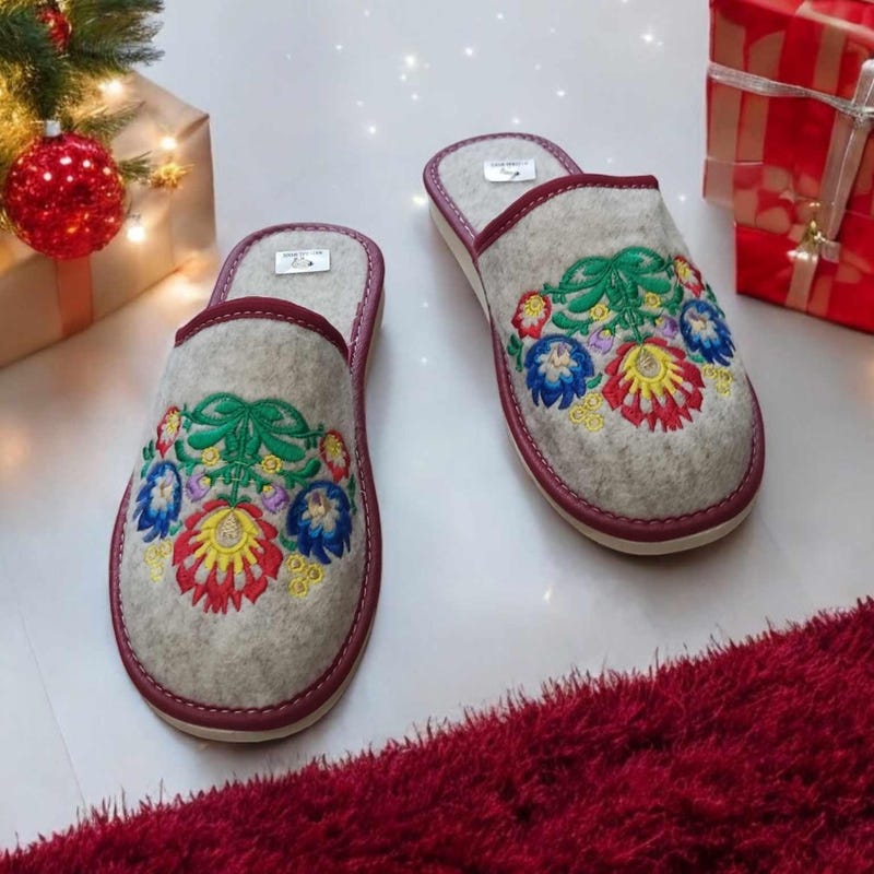 Embroidered Slippers - Etsy