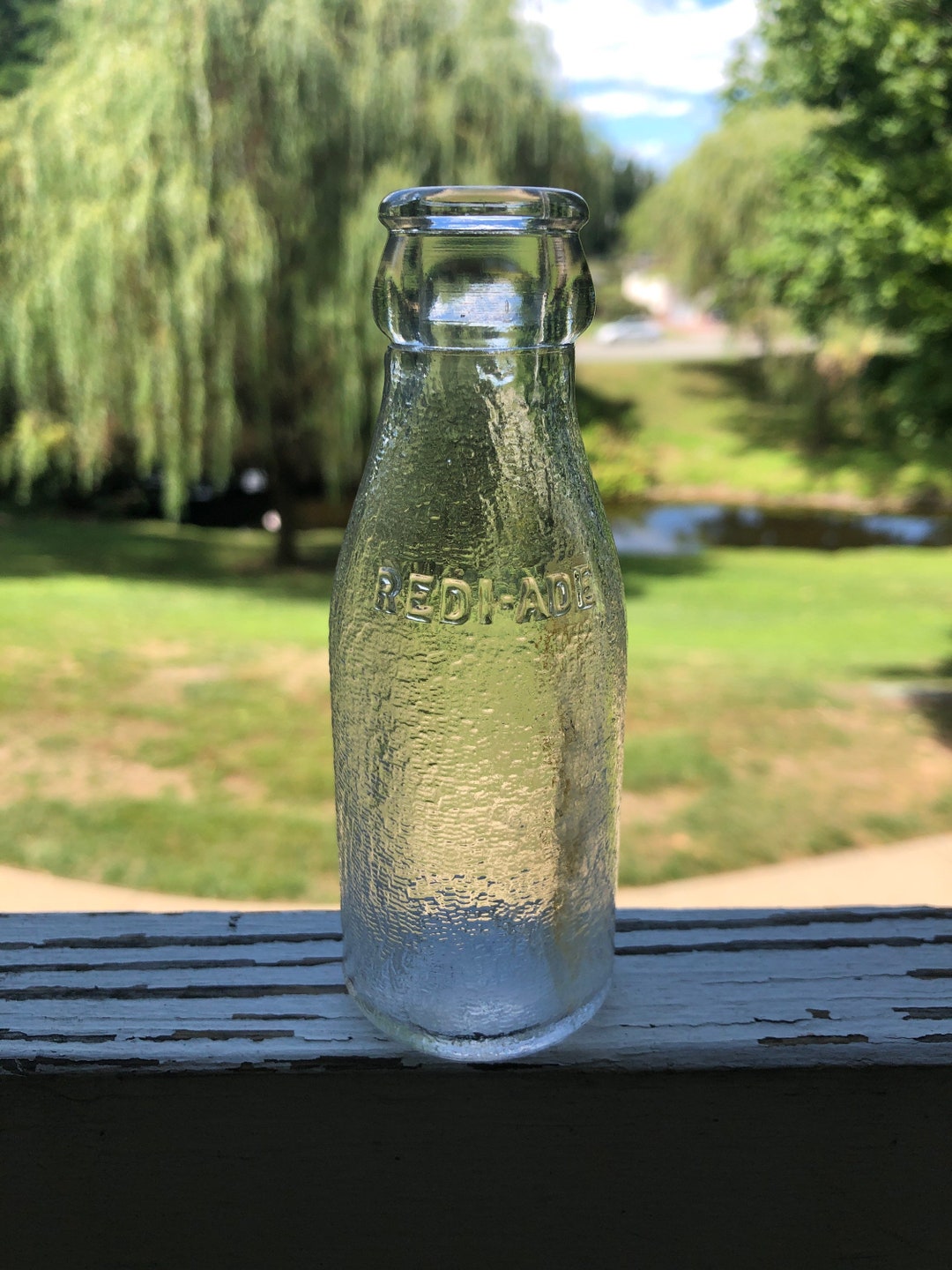 Vintage Redi Ade Small Textured Glass Bottle Etsy
