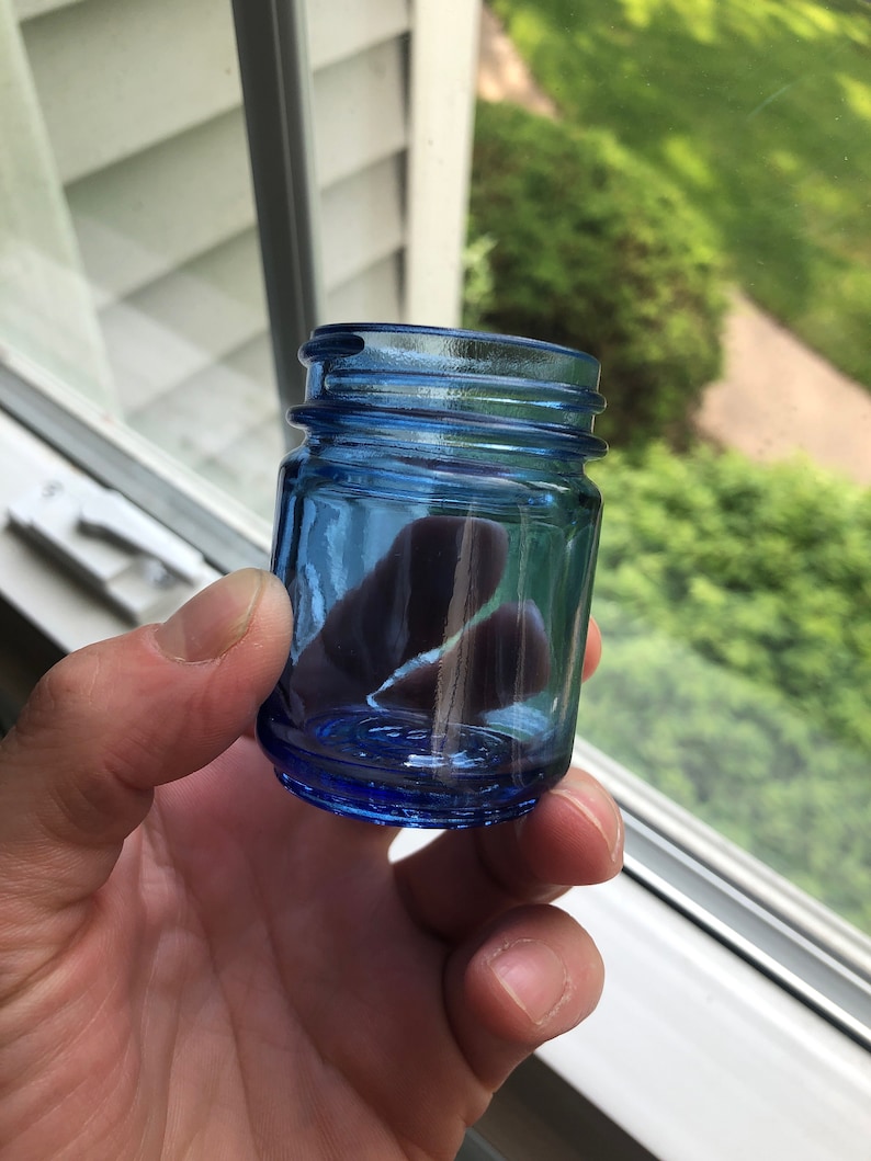 Vintage 1950s Light Cobalt Blue Vicks Vaporub Glass Screw Top Small Jar ...
