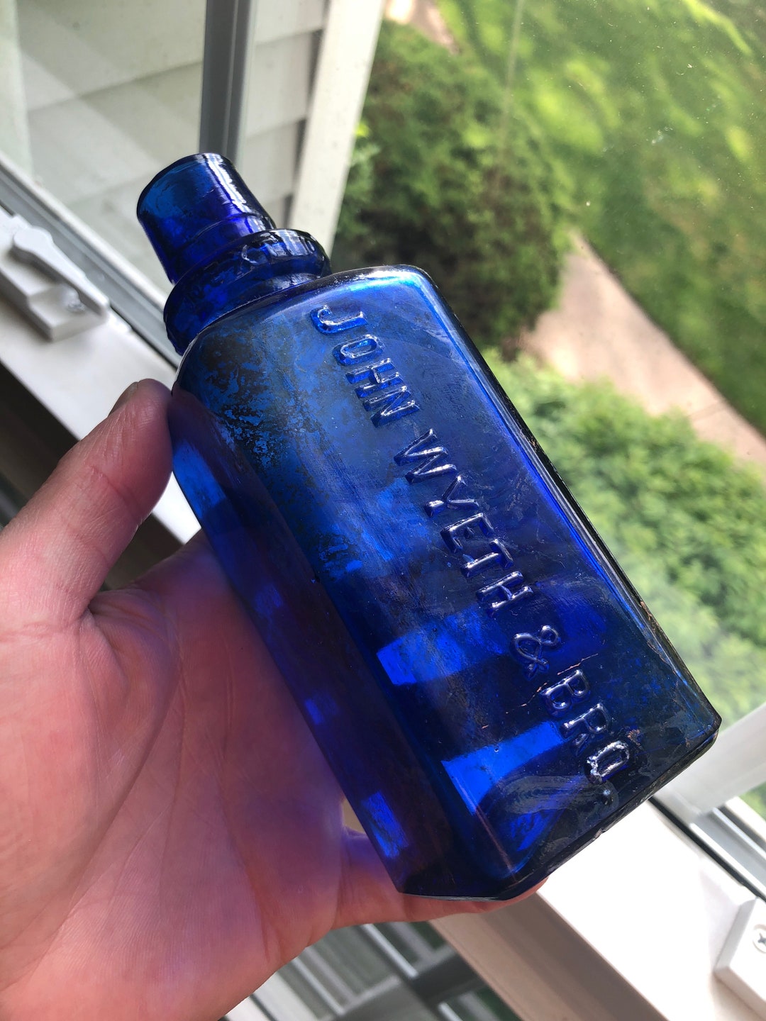 Antique 1800s Cobalt Blue John Wyeth & Bro. Glass Square Bottle - Etsy
