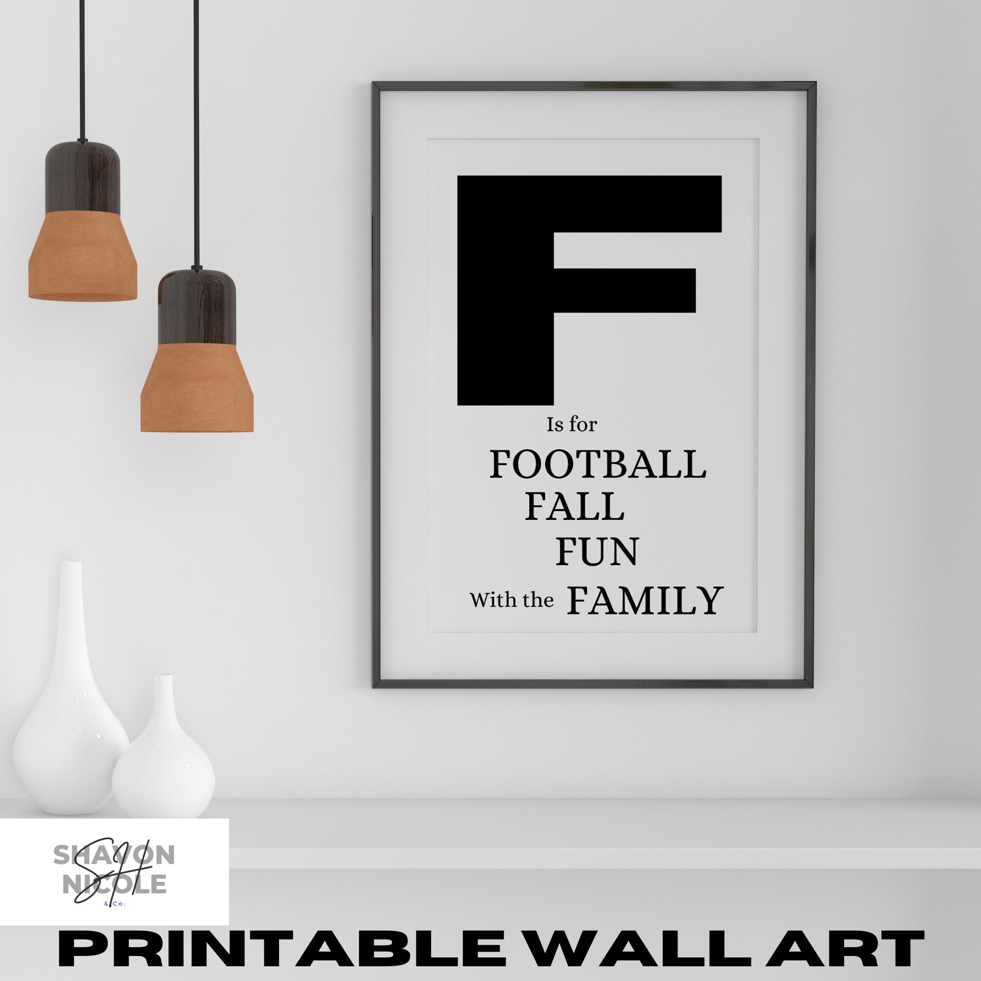F is for Fall Football Printable Wall Art. High Quality JPG. - Etsy
