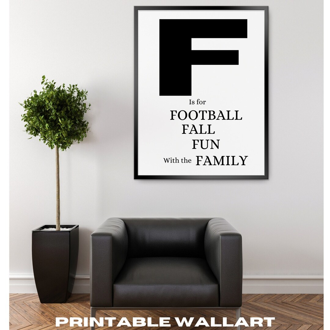 F is for Fall Football Printable Wall Art. High Quality JPG. - Etsy