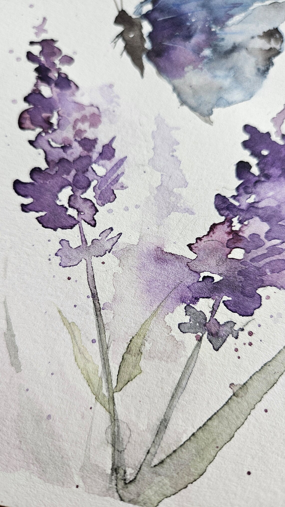 Butterfly and Lavender Watercolor Art Print - Nature-inspired Wall ...
