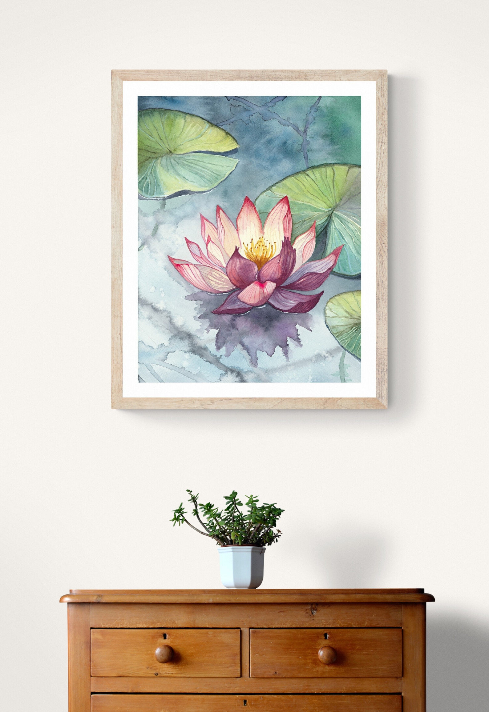 Lotus Flower Painting, Watercolor Painting, Lotus Flower, Print Titled ...
