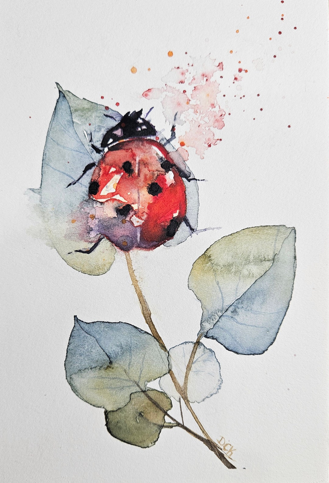 Ladybug Watercolor Nature Print, Ladybug Painting, Insect Art - Etsy